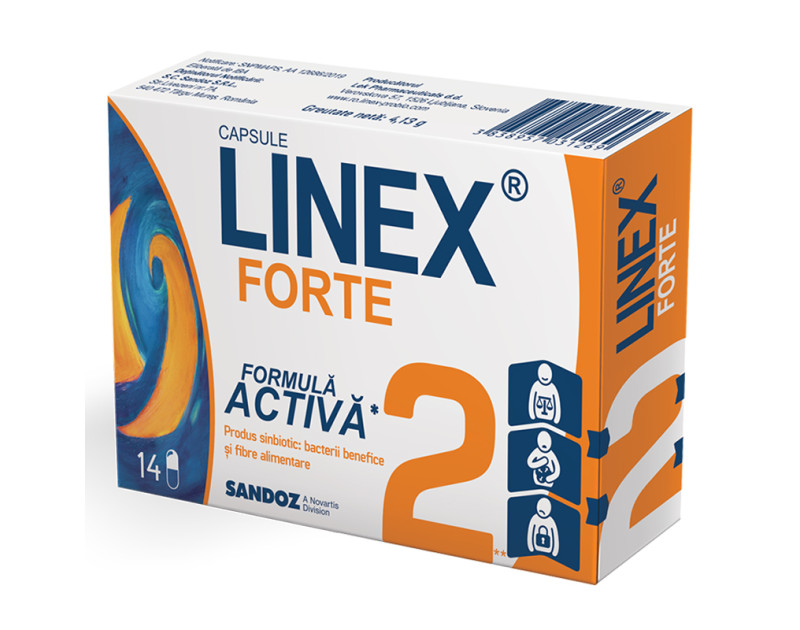 Linex Forte - Probiotice pentru refacerea florei intestinale, 14 capsule