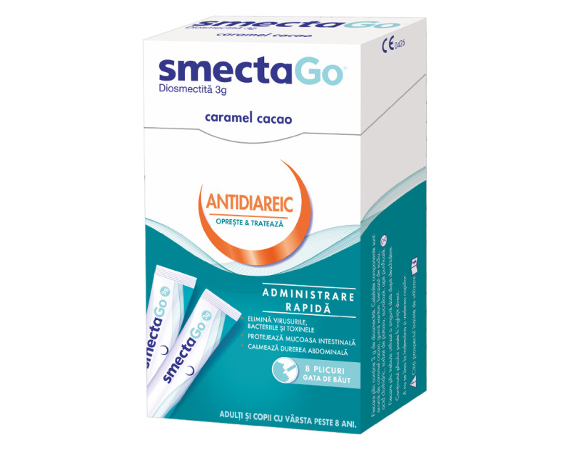 Smecta GO Cacao&Caramel 8 plicuri, 3 g pulbere pentru suspensie orala ...