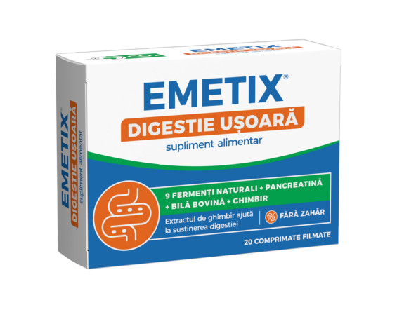 Emetix digestie usoara, 20 comprimate filmate gastrorezistente ...