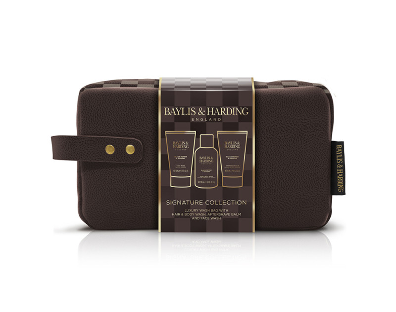 Set baie barbati cu Piper Negru, Geanta 3 piese, BAYLIS & HARDING ...