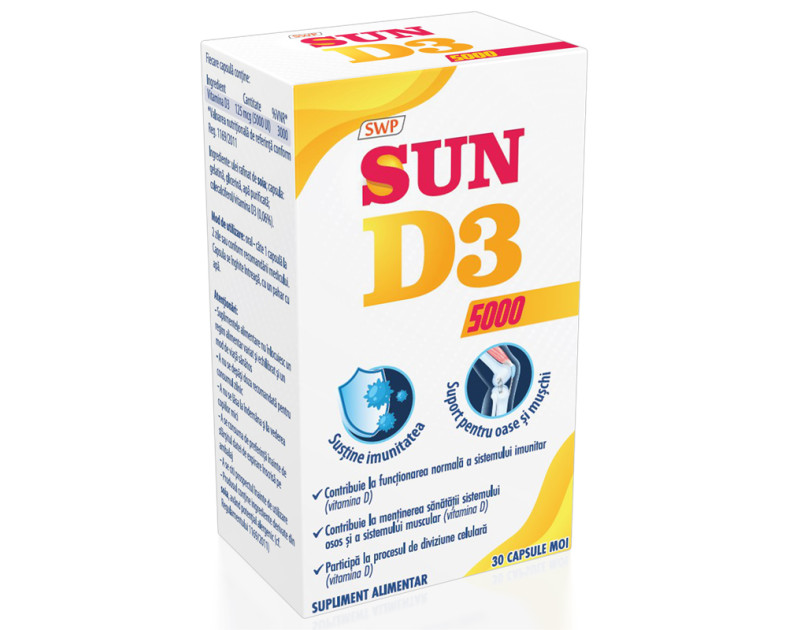 Sun-D3 5000 UI, 30 capsule, Sun Wave Pharma | Catena.ro