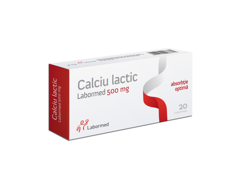 Calciu lactic 500mg, 20 comprimate, LABORMED | Catena.ro