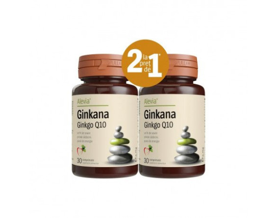 Pachet Alevia GINKANA GINKGO Q10, 30 + 30 capsule cadou | Catena.ro