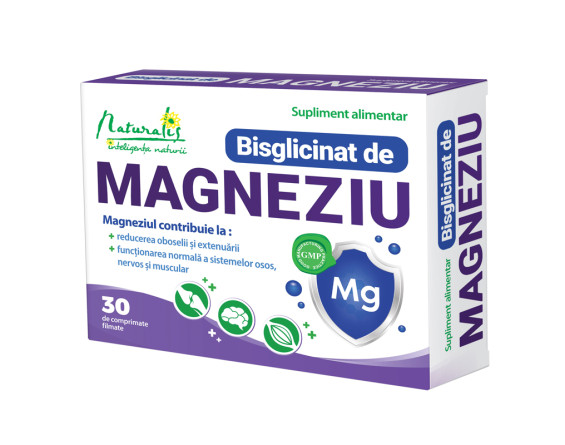 Bisglicinat de magneziu, 30 comprimate filmate, NATURALIS | Catena.ro