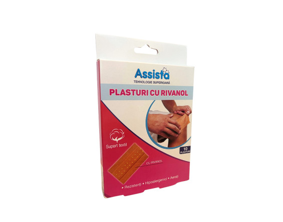 Plasturi cu rivanol 19mm x 72mm, 20 bucati, ASSISTA | Catena.ro